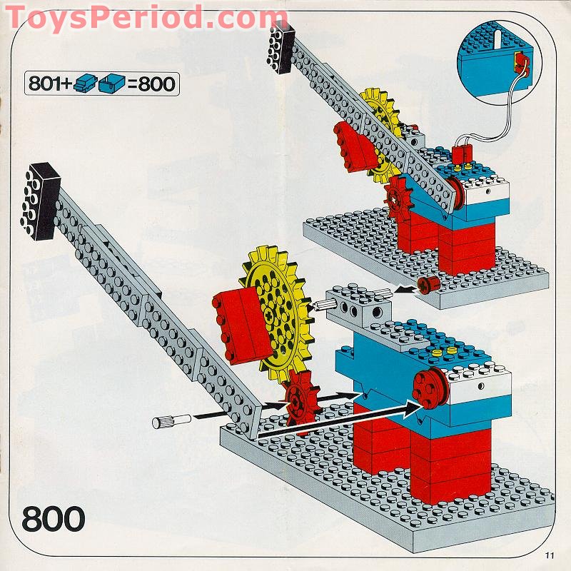 LEGO 800-1 Gear Set with Motor Instructions and Parts List
