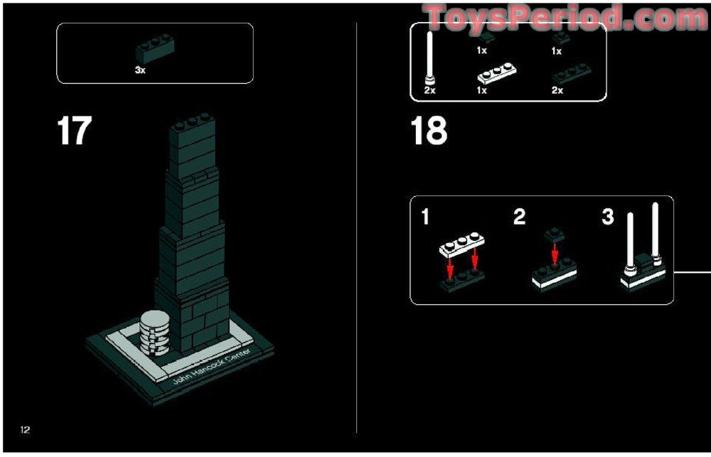 LEGO 21001 John Hancock Center Instructions and Parts List