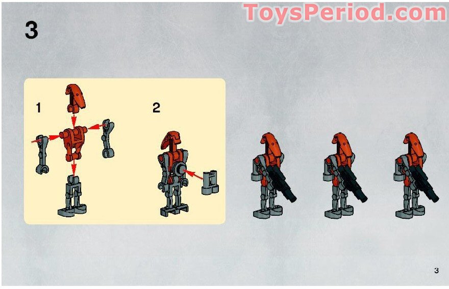 LEGO 8016 Hyena Droid Bomber Instructions and Parts List