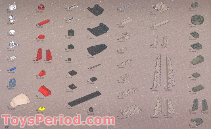 LEGO 6205 V-Wing Fighter Instructions and Parts List