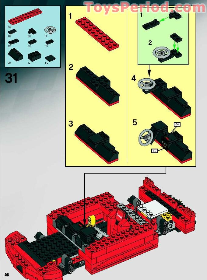 LEGO 8143 Ferrari 1:17 F430 Challenge Instructions and Parts List
