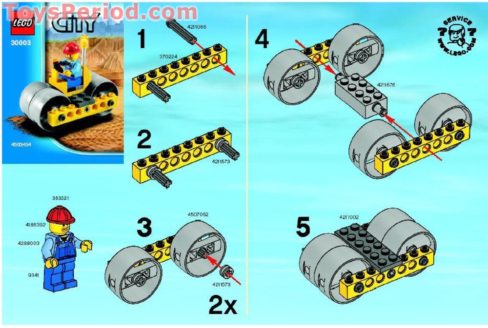 LEGO 30003 Steam Roller Instructions and Parts List