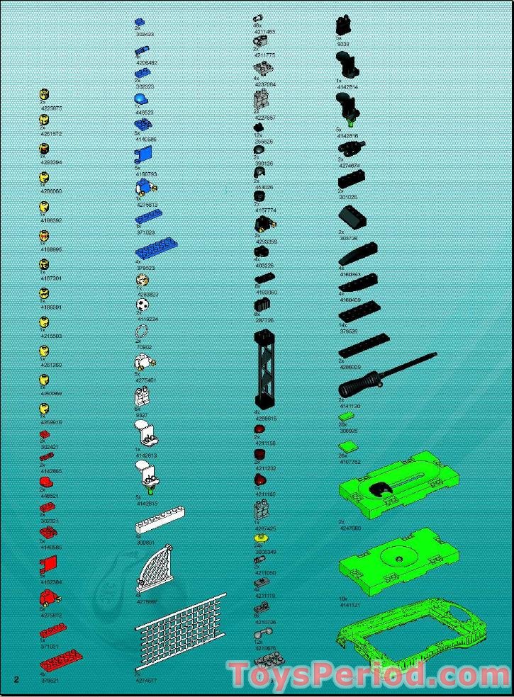 LEGO 3569 Grand Soccer Stadium Instructions and Parts List