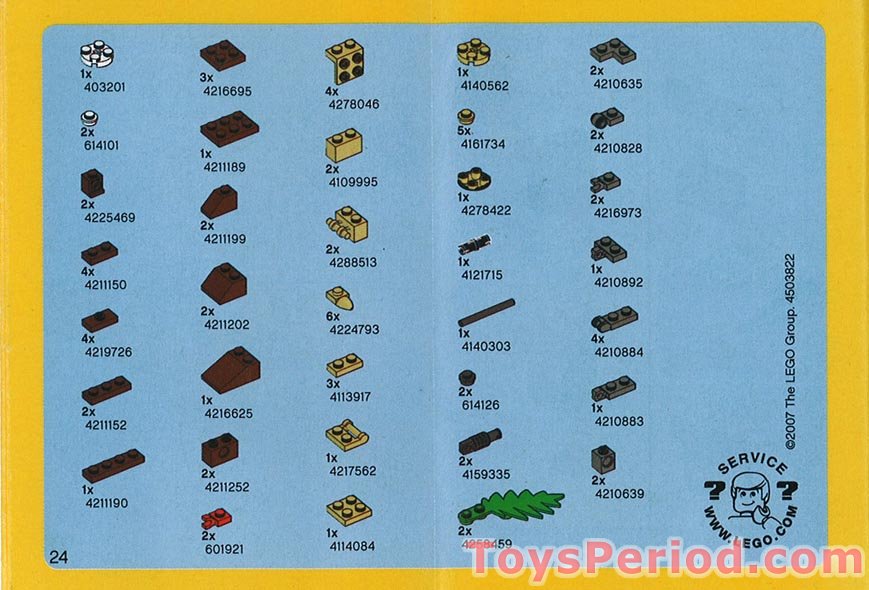 LEGO 4916 Mini Animals Instructions and Parts List