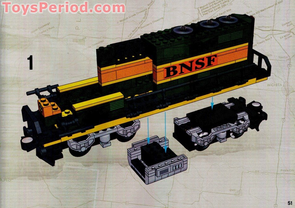 LEGO 10133 Burlington Northern Santa Fe BNSF GP-38 Locomotive ...