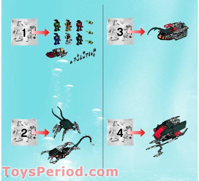 LEGO 8926 Toa Undersea Attack Instructions and Parts List