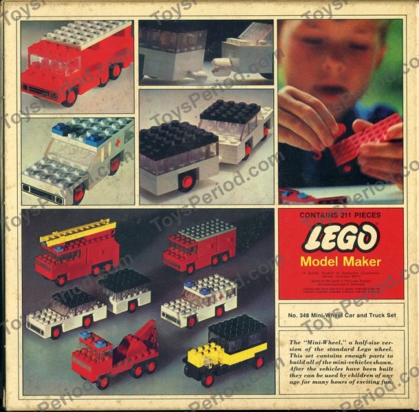 LEGO 348-2 Mini-Wheel Car and Truck Set Instructions and Parts List