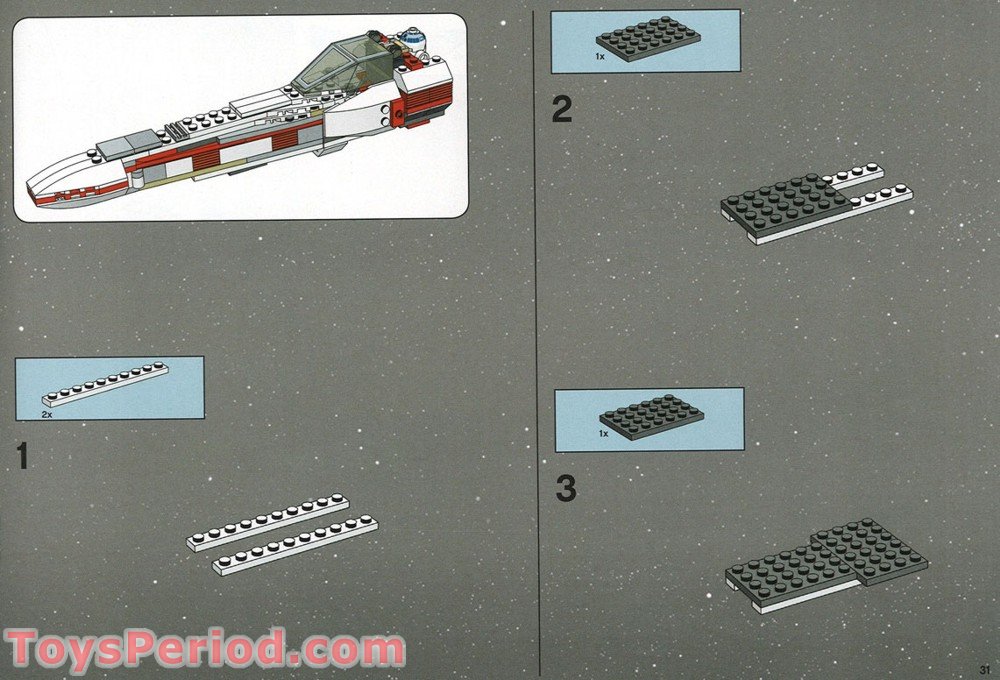 LEGO 6212 X-Wing Fighter Instructions and Parts List