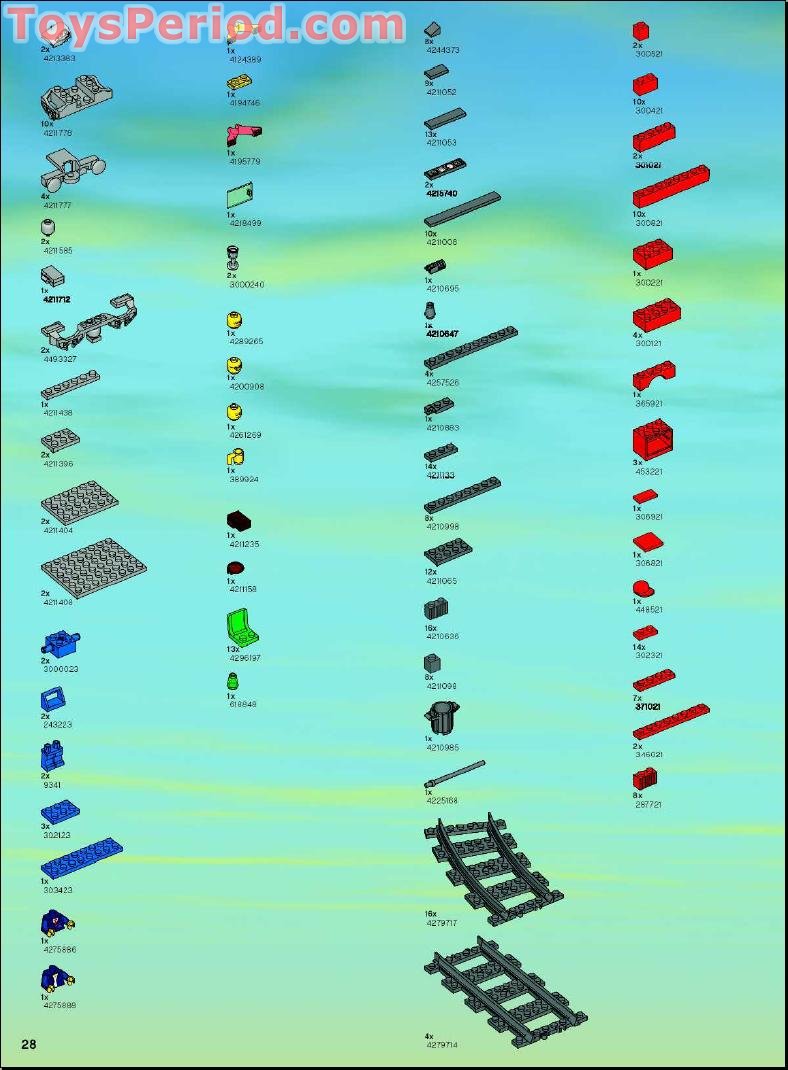 LEGO 7897 Passenger Train Instructions and Parts List