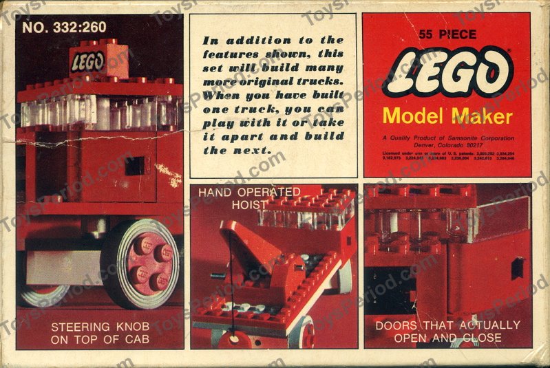 LEGO 332 Tow Truck Instructions and Parts List