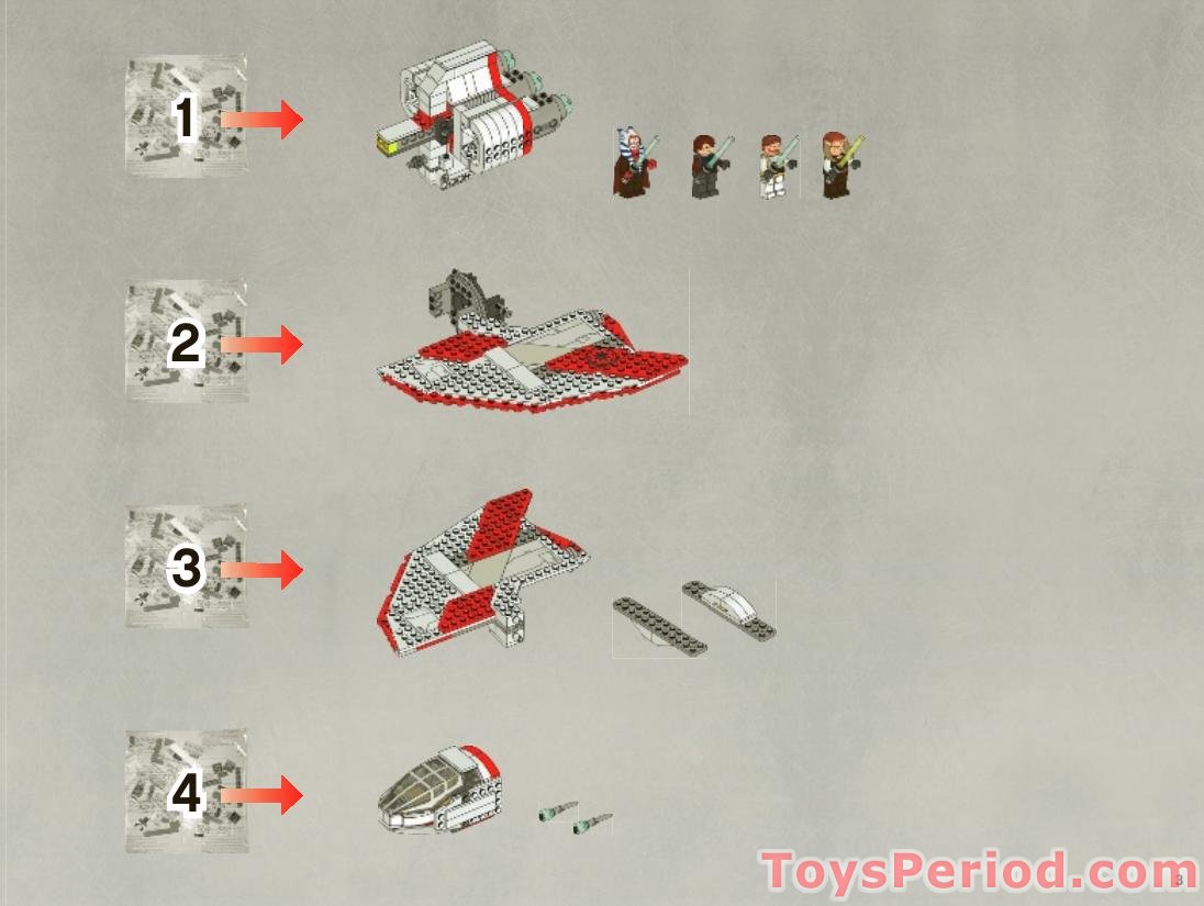 LEGO 7931 T-6 Jedi Shuttle Instructions and Parts List