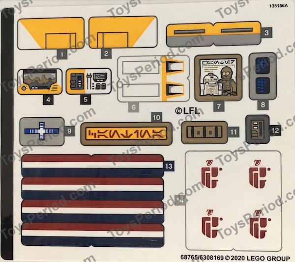 LEGO Sets with Part 75290stk01 Sticker Sheet for Set 75290 - (68765/ ...