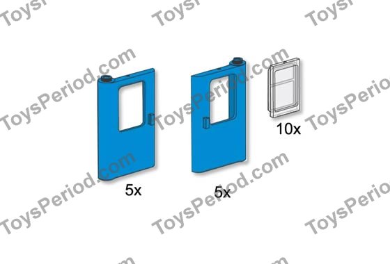 LEGO 3736 Blue Train Doors with Clear Panes Set Parts List