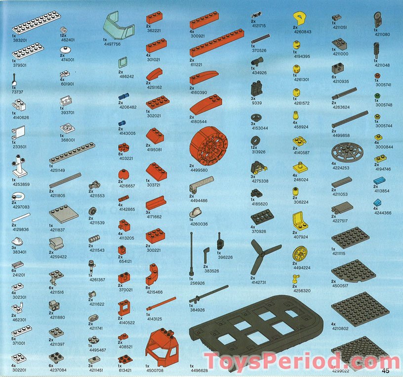 LEGO 7944 Fire Hovercraft Instructions and Parts List
