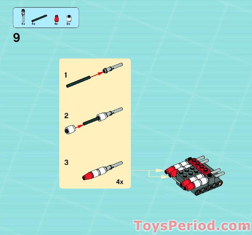 LEGO 8634 Mission 5: Turbocar Chase Instructions and Parts List