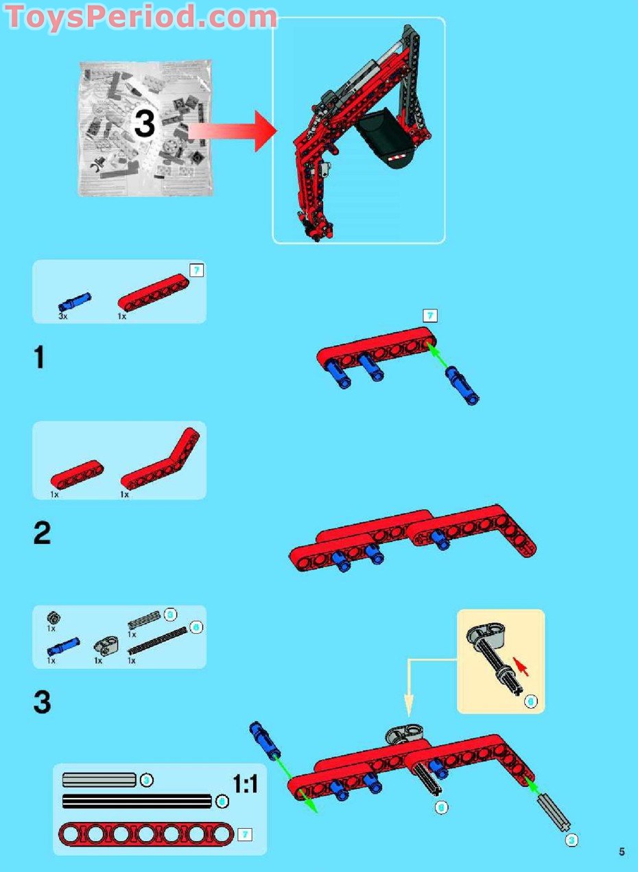 LEGO 8294 Excavator Instructions and Parts List
