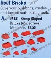 LEGO 5151 Roof Bricks, Red, 45 Degrees Set Parts List