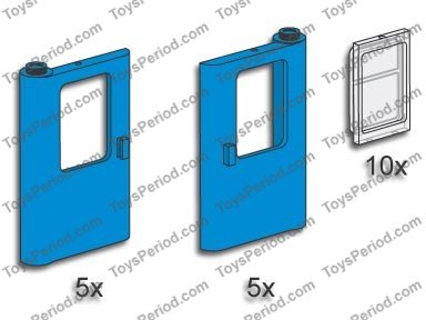 LEGO 3736 Blue Train Doors with Clear Panes Set Parts List