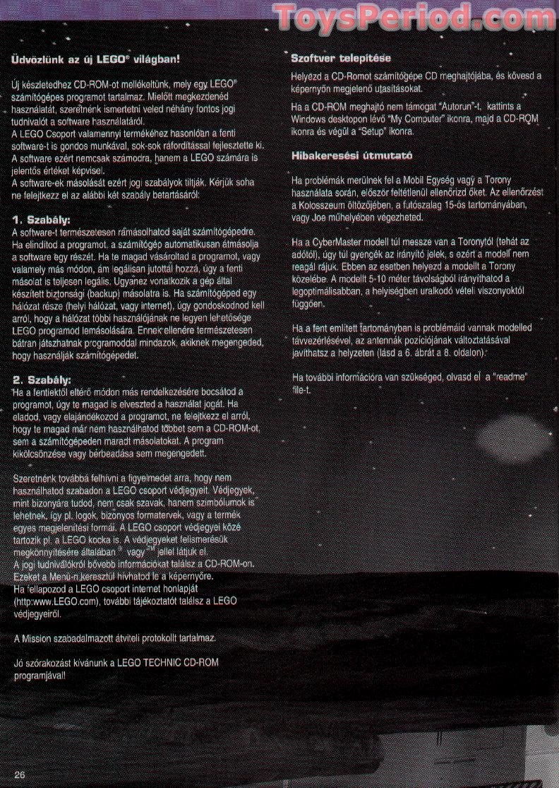 LEGO 8450 Mission Experience Pack Instructions and Parts List