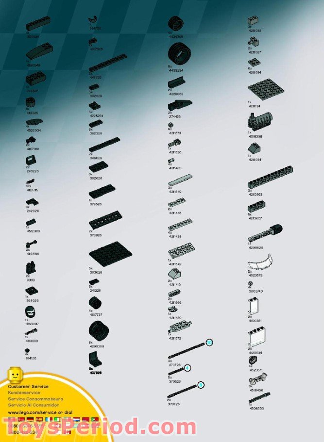 LEGO 8160 Cruncher Block and Racer X Instructions and Parts List