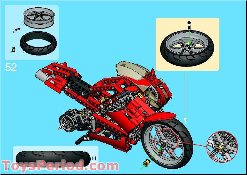LEGO 8420 Street Bike Instructions and Parts List