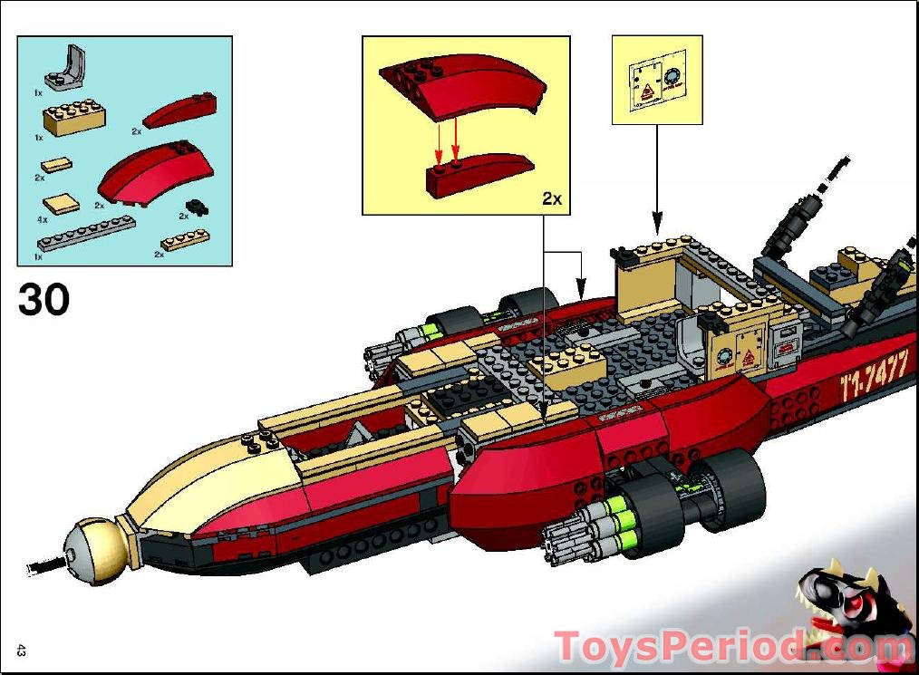LEGO 7477 T1 Typhoon vs. T-Rex Instructions and Parts List
