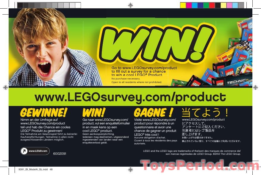 LEGO 9391 Crawler Crane Instructions and Parts List