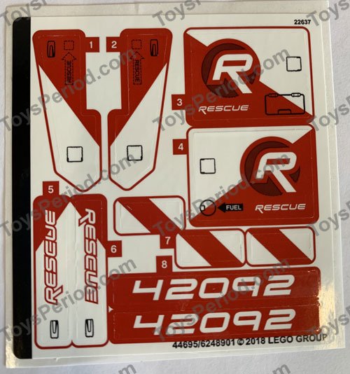 LEGO Sets with Part 42092stk01 Sticker Sheet for Set 42092 - (44695/ ...