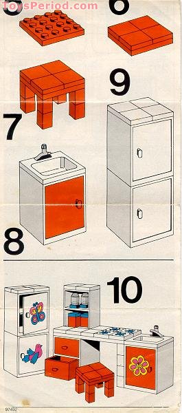 LEGO 292 Kitchen Sink and Cupboards Instructions and Parts List