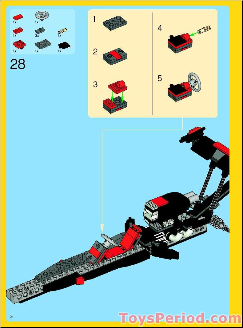 LEGO 4896 Roaring Roadster Instructions and Parts List