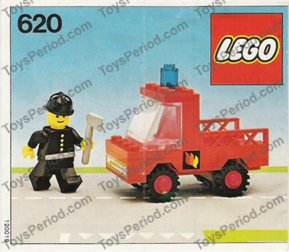 LEGO 620-1 Fireman's Car Instructions and Parts List