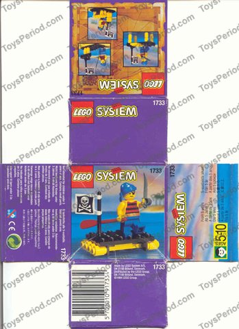 LEGO 1733 Shipwrecked Pirate - Boxed Instructions and Parts List