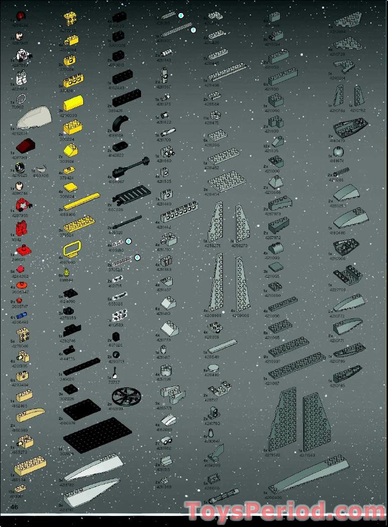 LEGO 6208 B-Wing Fighter Instructions and Parts List