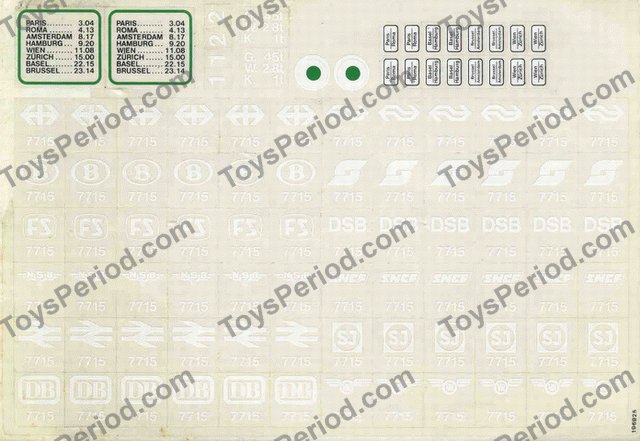 LEGO Sets with Part 7715stk01 Sticker Sheet for Set 7715 - Train (196925)