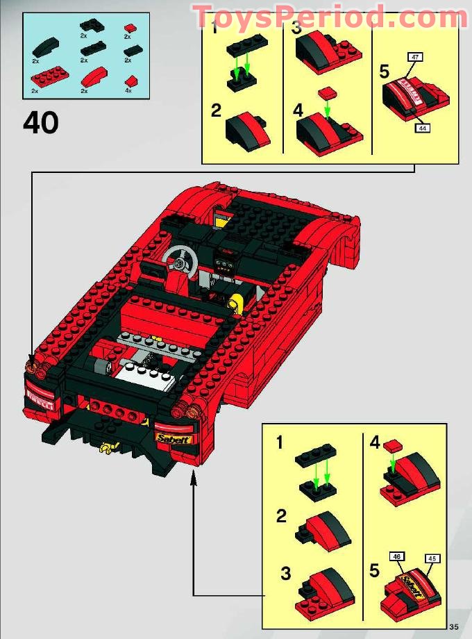 LEGO 8143 Ferrari 1:17 F430 Challenge Instructions and Parts List