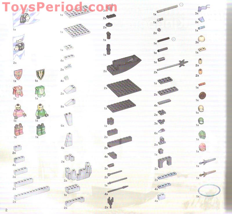 LEGO 8801 Knights' Attack Barge Instructions and Parts List