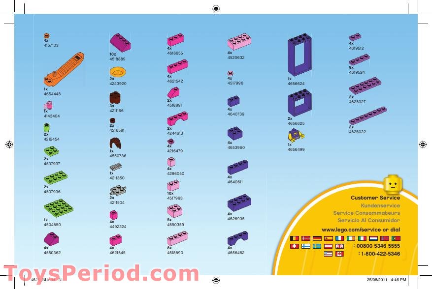 LEGO 4625 LEGO Pink Brick Box Instructions and Parts List