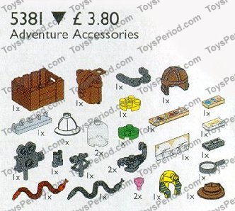 LEGO 5381 Adventurer's Accessories Set Parts List