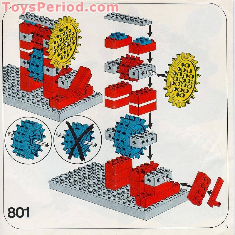 LEGO 800-1 Gear Set with Motor Instructions and Parts List