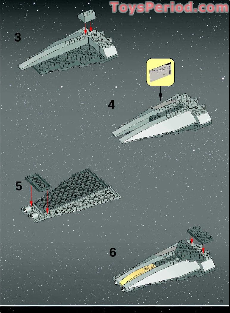LEGO 6208 B-Wing Fighter Instructions and Parts List