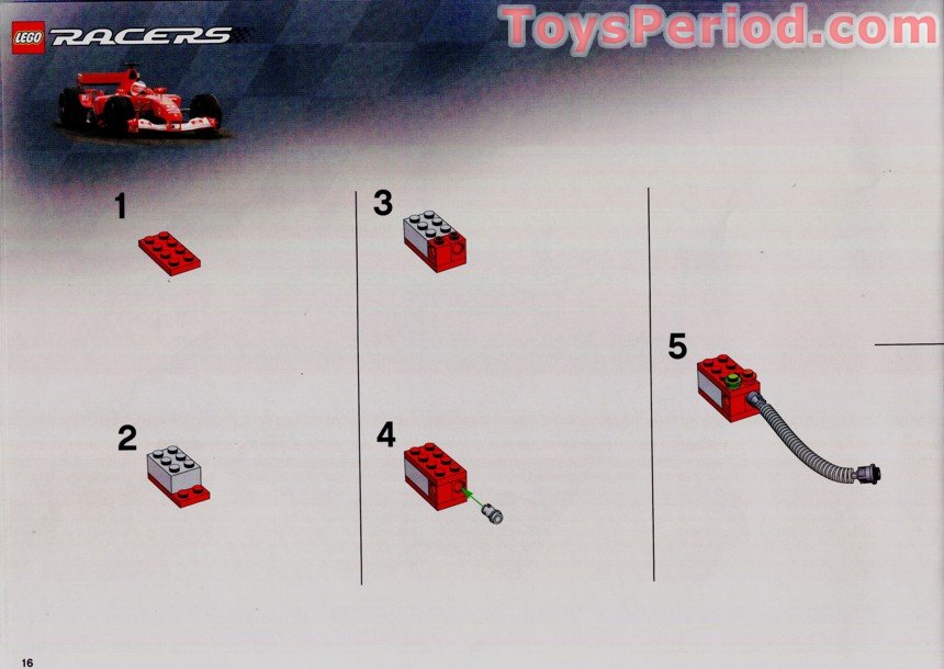 LEGO 8375 Ferrari F1 Pit Stop Instructions and Parts List
