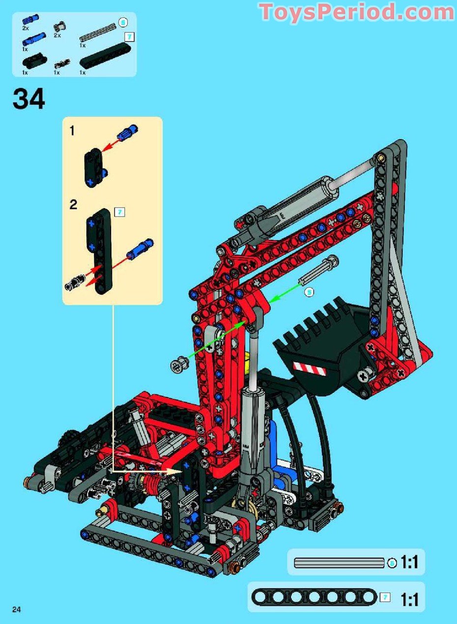 LEGO 8294 Excavator Instructions and Parts List