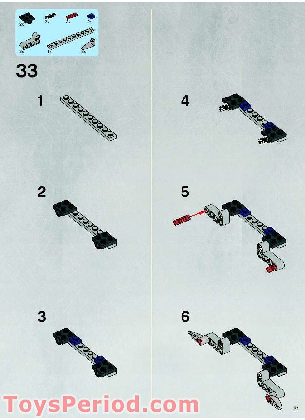 LEGO 7678 Droid Gunship Instructions and Parts List