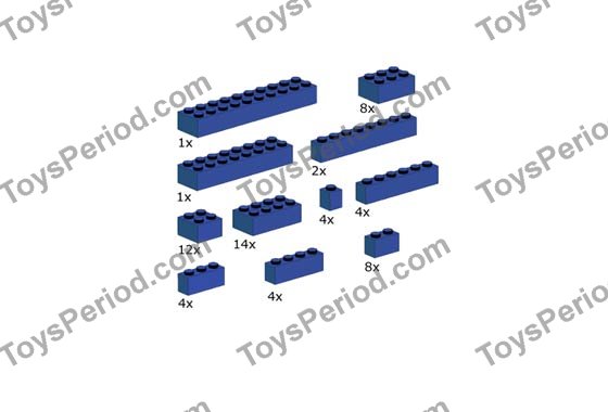 LEGO 10009 Assorted Blue Bricks Set Parts List