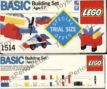 LEGO 1514 Basic Building Set Trial Size Parts List