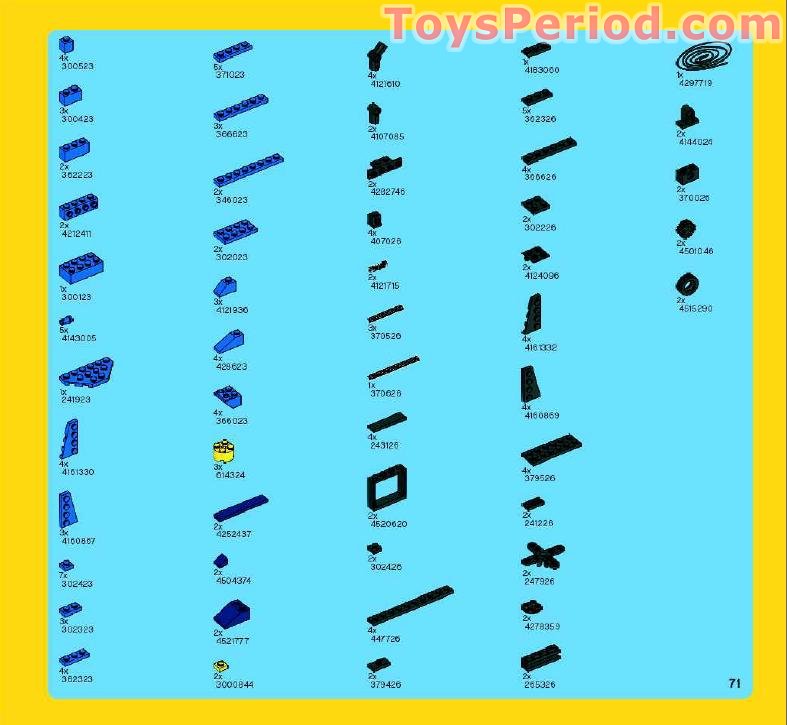 LEGO 4995 Cargo Copter Instructions and Parts List