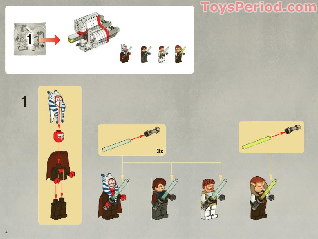 LEGO 7931 T-6 Jedi Shuttle Instructions and Parts List