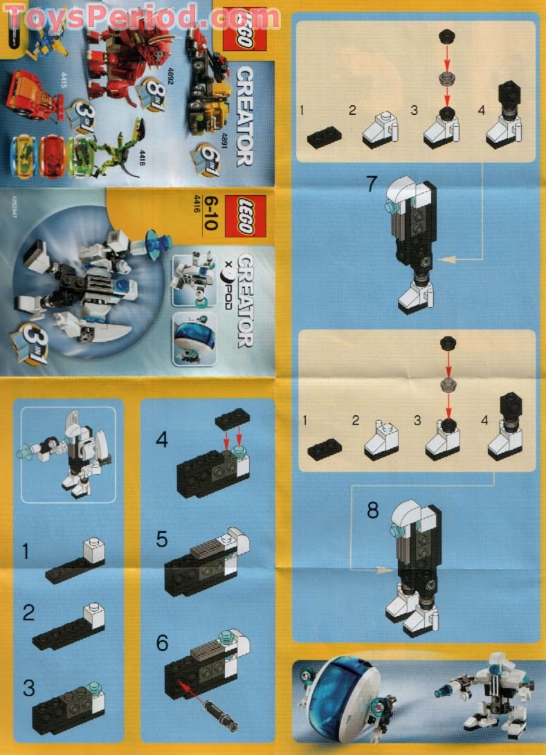 LEGO 4416 Robo Pod Instructions and Parts List