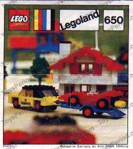 LEGO 650-1 Car with Trailer and Racing Car Instructions and Parts List