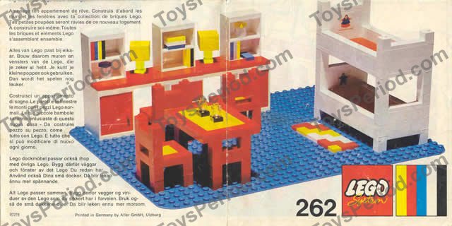 LEGO 262-2 Complete Children's Room Set Instructions and Parts List